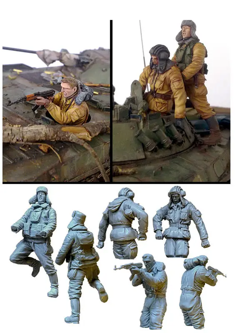 1:35 Scale Resin Model Figures Kit Modern Russian Soldiers Tank Crew ...