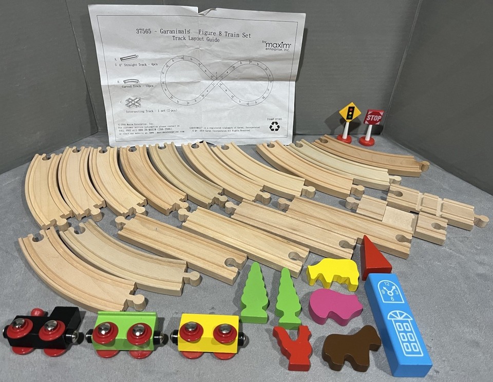 Vintage Garanimals Figure 8 Train Wood Block Build Set Montessori ...
