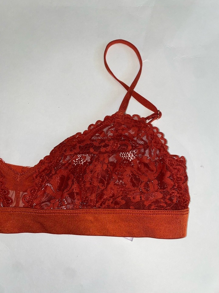 Savage X Fenty Rust Red Lace Bra Unlined Sheer Stretch Bralette Rihanna ...