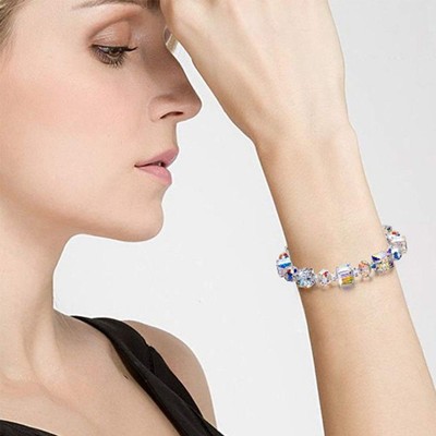 2PCS Delicate Colorful Crystals Bracelets Crystals Wrist Chain Girl ...