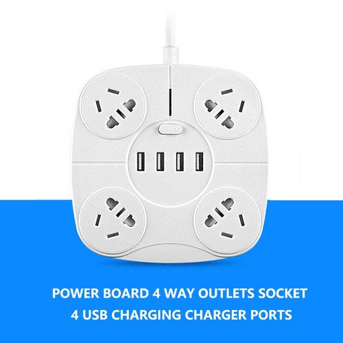 1.8M Power Board 4 Way Outlets Socket 4 USB Charging Charger Ports ...
