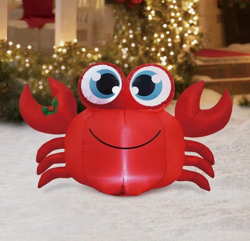 CHRISTMAS CRAB Airblown Inflatable 3.5' LED GEMMY Porch Yard DECOR ...