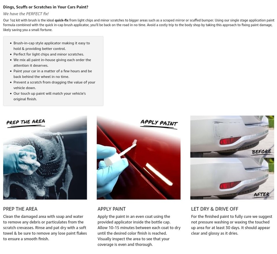 Touch Up Paint Kit Summit White / Olympic White (8624 WA8624) for GM ...