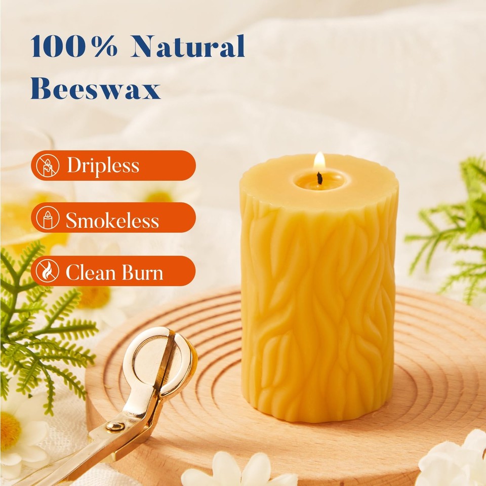 Beeswax Pillar Candles 2x3 Inch, Natural Beeswax Votive Candles with 84 ...