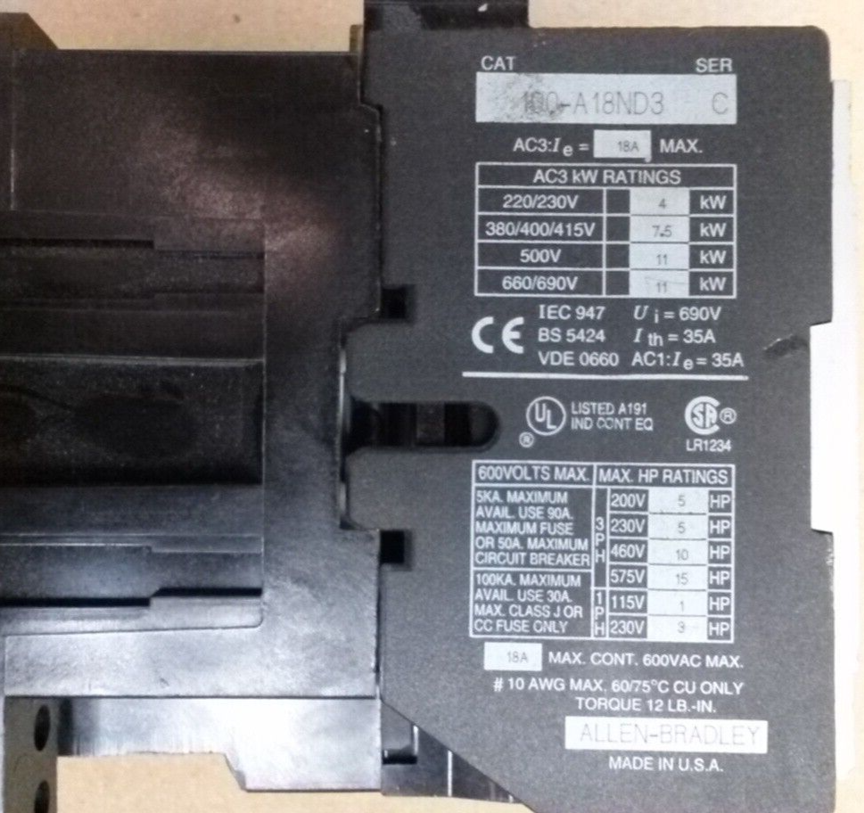 NEW ALLEN-BRADLEY CAT 100-C09D10 SER A 120 VAC CONTACTOR 3 POLE | eBay