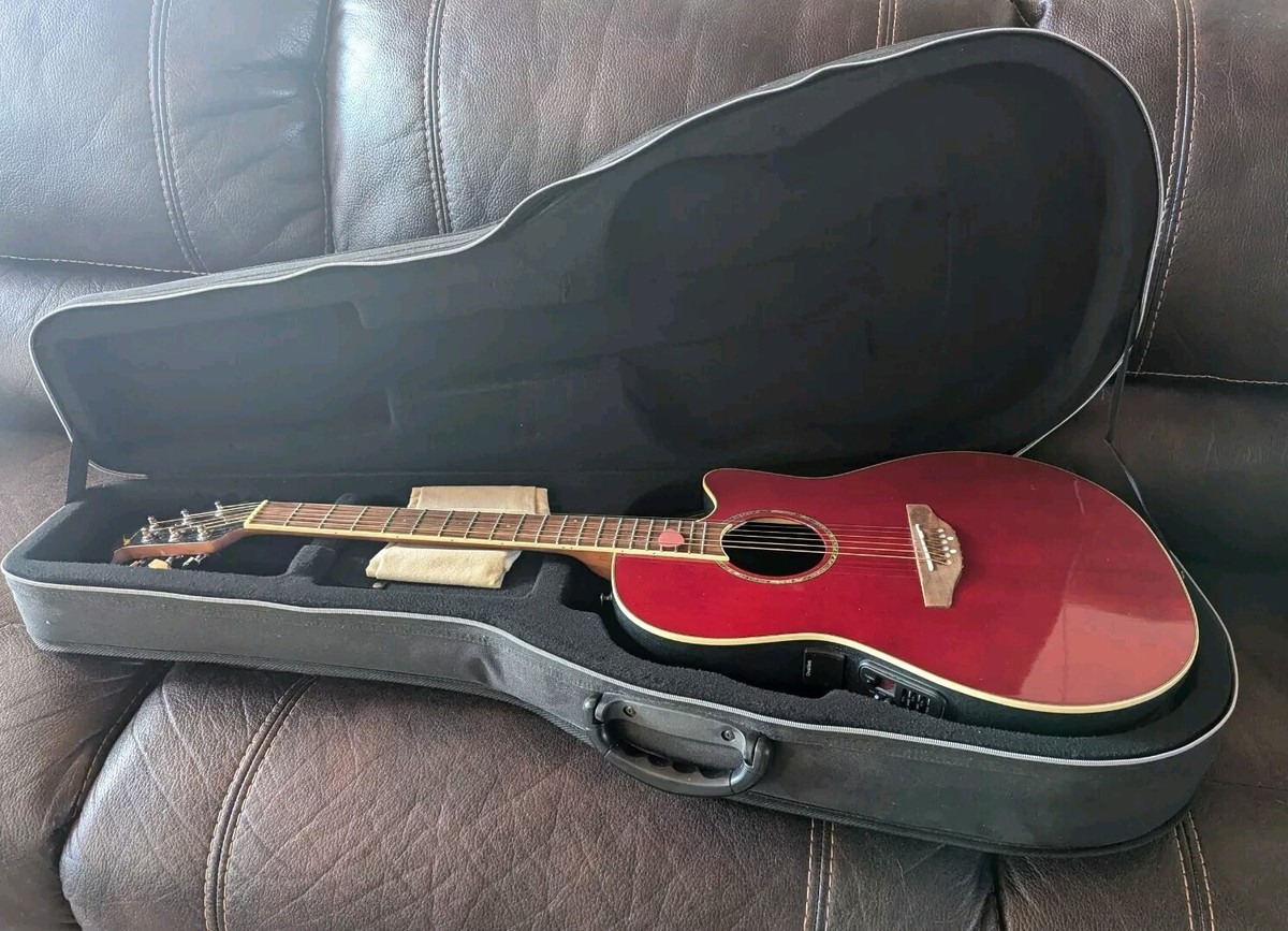 Red Acoustic Electric Guitar Fender California Series Newporter Player