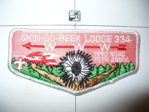 Shin Go Beek Lodge 334,S-16,1990 75th Ann OA, NOAC, Indian Chief Flap ...