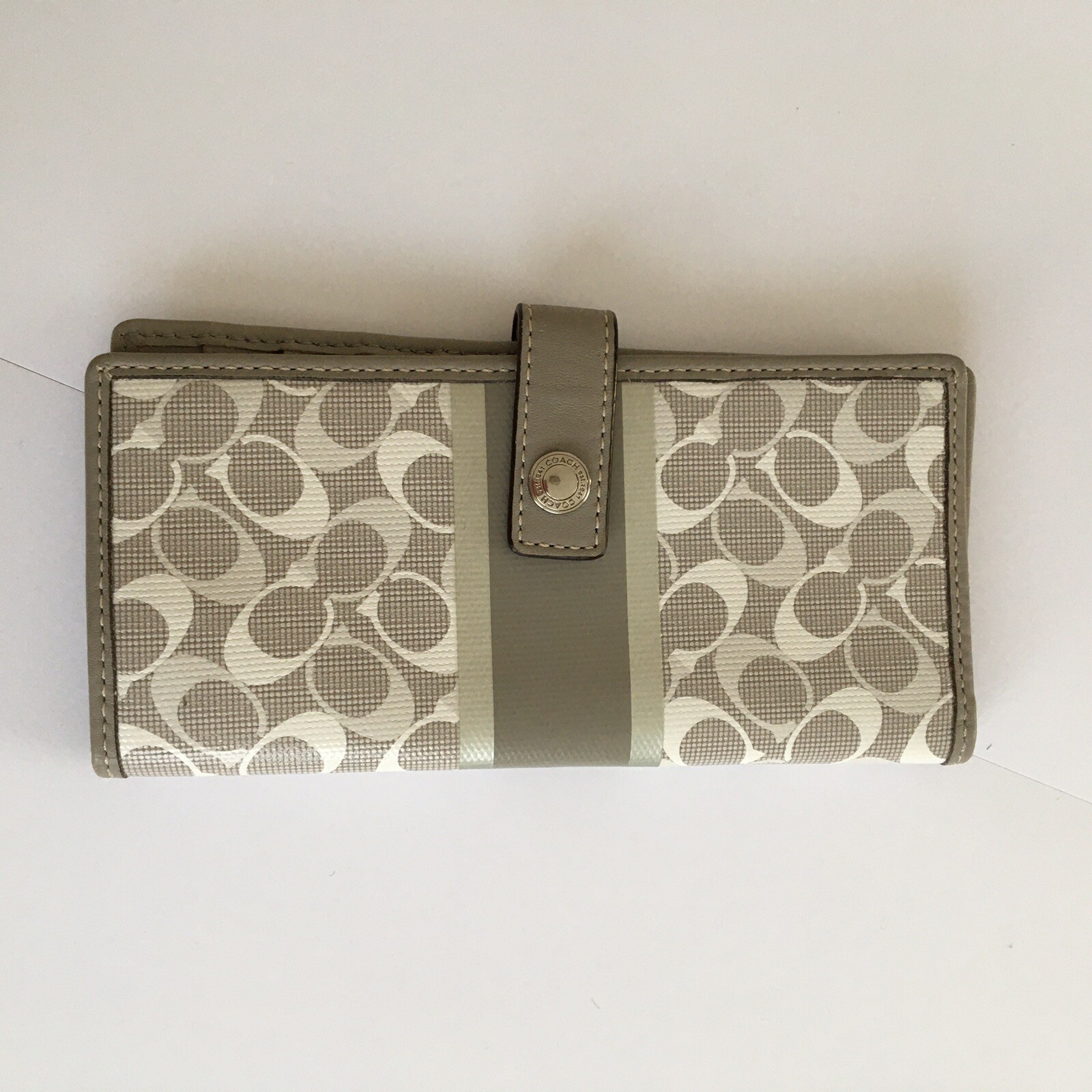 Coach Signature Print Grey/White Coated Canvas Bi-fol… - Gem