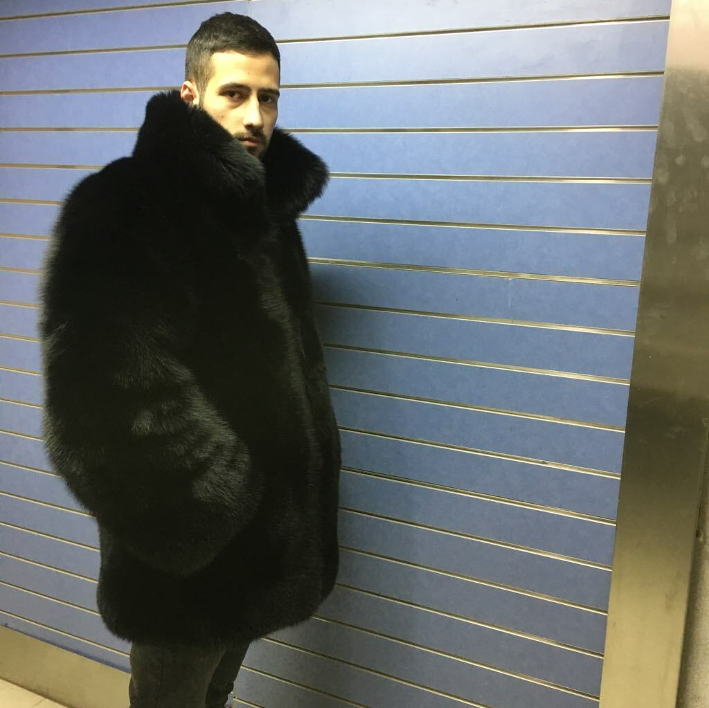 Luxury Full Skin Black Fox Fur Mens Coat Real Fur Jacket Skin To Skin ...