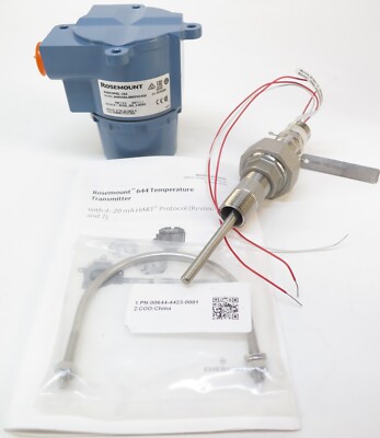 Rosemount 644 Temperature Transmitter, 644HANAJ6M5F6C4Q4 with Sensor, U ...