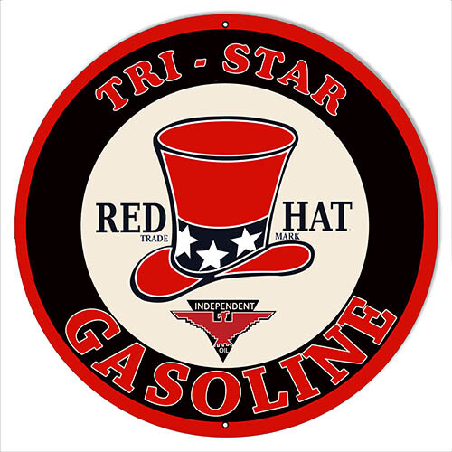 Red Hat Tri Star Gasoline Metal Sign 14x14 | eBay
