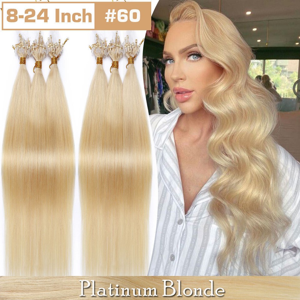 HOT Loop Micro Ring Link Hair Extensions Russian Real Human Hair Micro ...