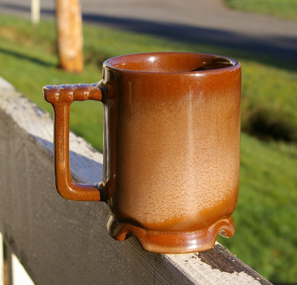 Frankoma Footed Pottery Coffee Mug Cup Brown Satin-Rutile Glaze C1 ...