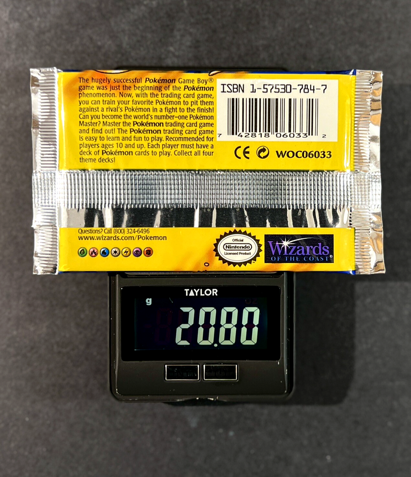 1999 Pokemon SEALED Base Set SHADOWLESS Long Crimp UNOPENED PACK WotC ...