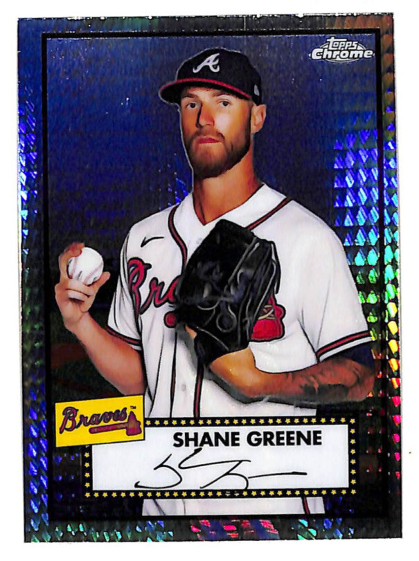 2021 Topps Chrome Platinum 488 Shane Greene prism refractor card Braves ...