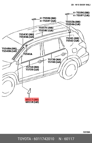 OE sub-assy cover, front pillar, upper right, 6011742010 for TOYOTA ...