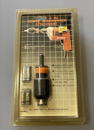 Vintage Test Rite Testrite 5- Pc Power Screwdriver Attachment 02380J ...