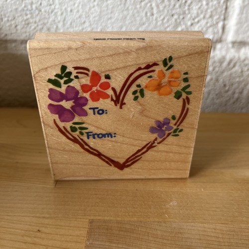 New Stampendous! Fun Stamps Rubber Stamp To: From: Flower Heart Tag | eBay