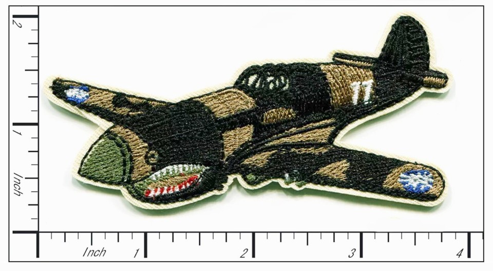 WWII P-40 Warhawk Flying Tigers Camouflage Plane Embroidered Iron-On ...