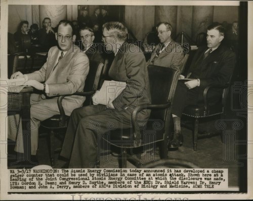 1950 Press Photo DC AEC Gordon Dean, Henry Smythe,Dr S Warren, Dr H ...