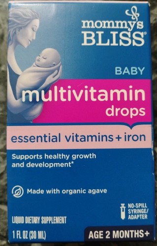 Mommy's Bliss Baby Multivitamin Drops Essential Vitamins+Iron 1 Fl Oz ...