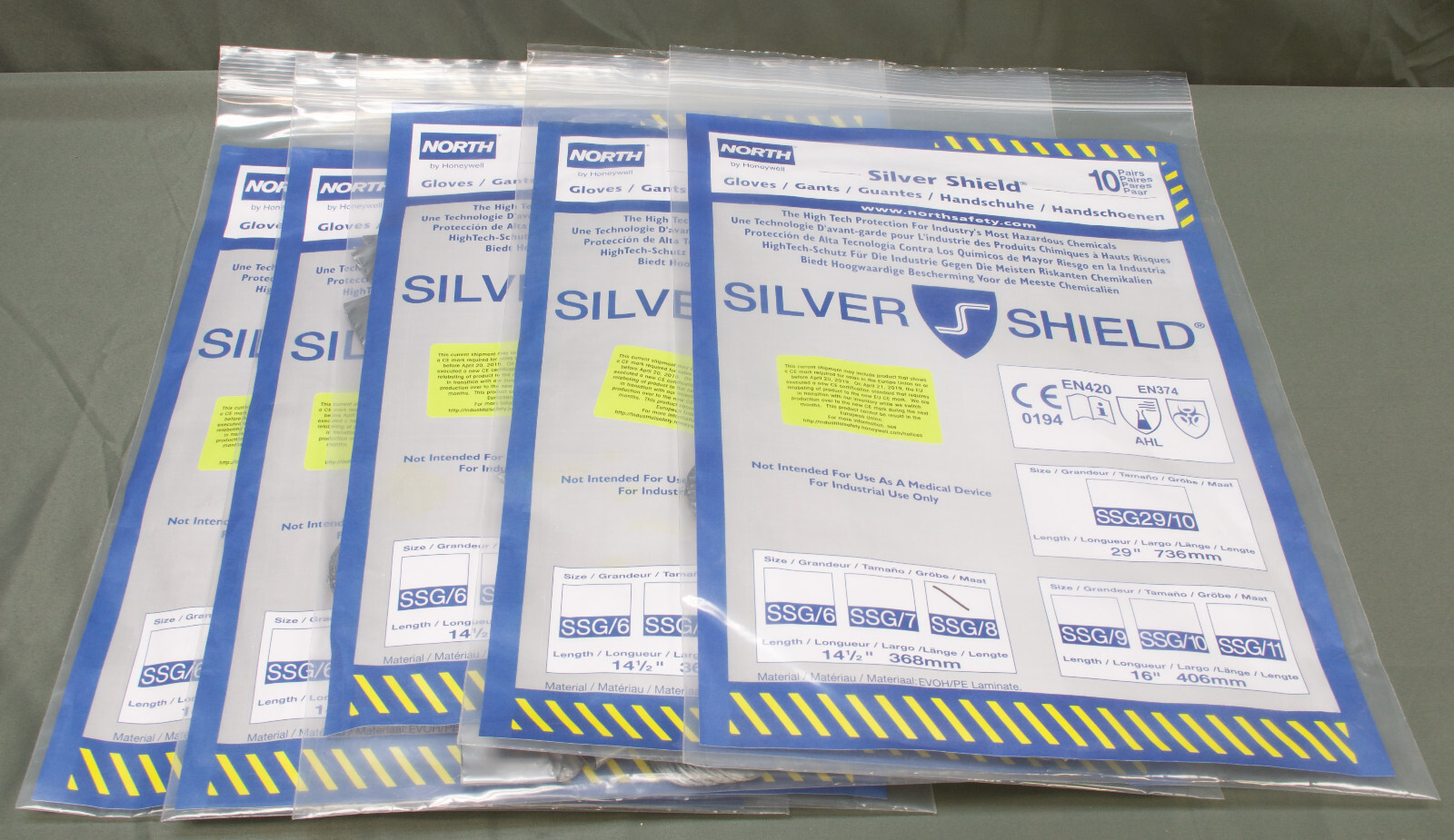 Honeywell North Silver Shield Gloves SSG/8 - Lot Of 5 (R7) | eBay