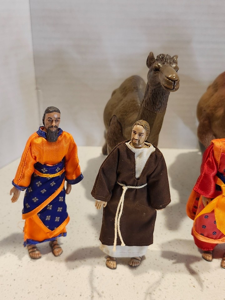 Bible Quest Action Figure Nativity Set Three Wise Men Joseph Camels Lot ...