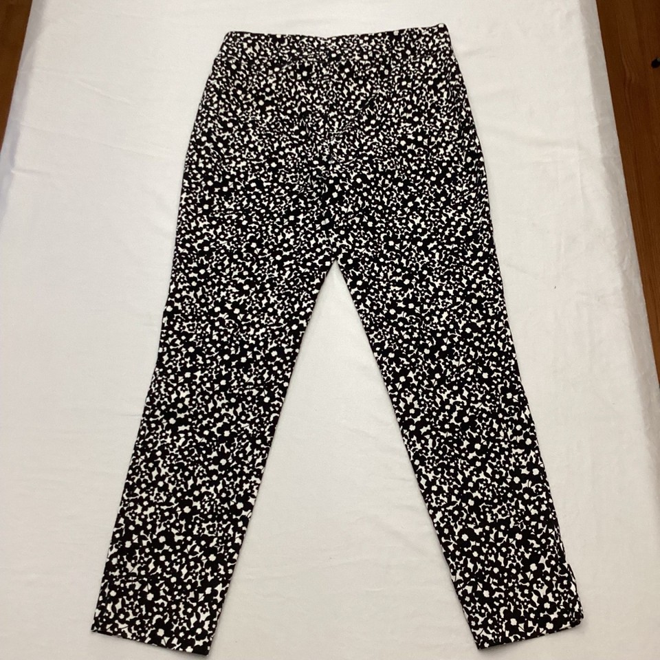 Peck & Peck Women's Black White Floral Print Straight Leg Pants Size 12 ...
