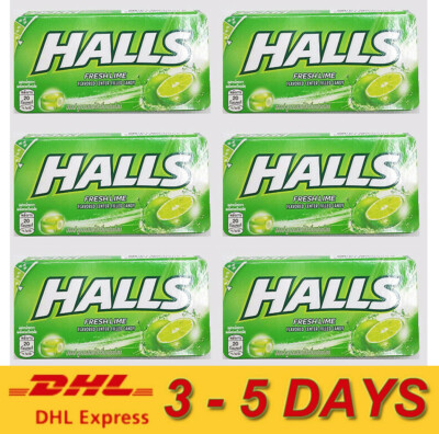 6 x Halls Fresh Fresh Lime Flavoured Center-filled Candy 8 Tablets ...