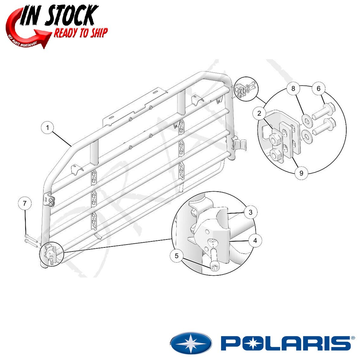 2022-2024 Polaris Ranger SP 570 / Crew Rear Headache Rack - Winch Ready ...