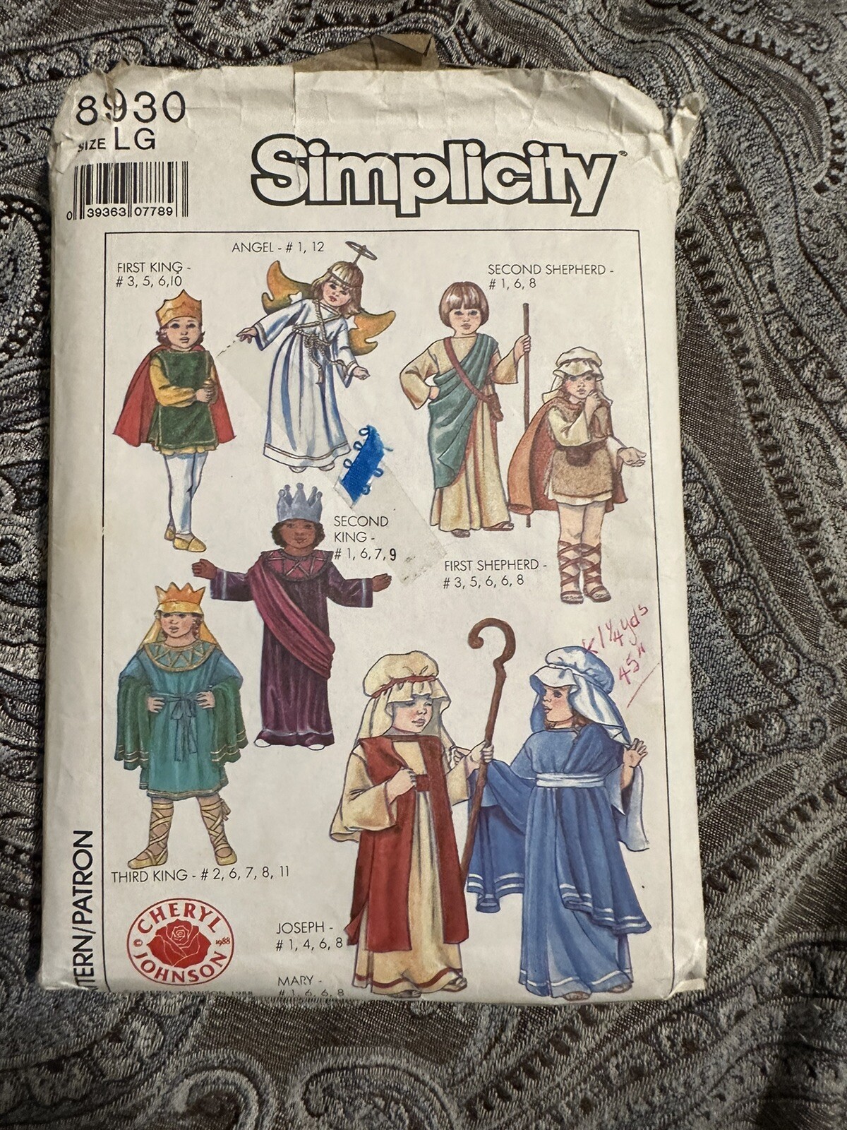 Simplicity 8930 Christmas Nativity Costume Adult Large Cut sewing ...
