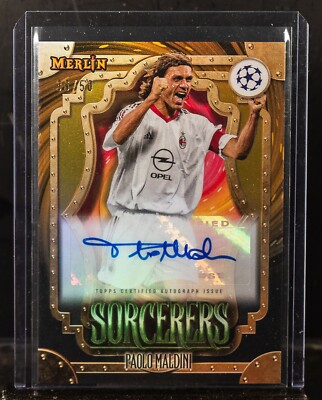Paolo Maldini 2023-24 Topps Merlin Sorcerers Gold Refractor Autograph ...