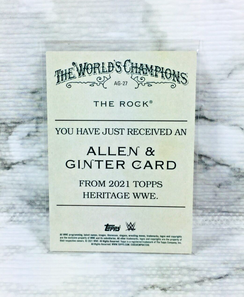 2021 Topps Heritage WWE #AG-27 "THE ROCK" Allen & Ginter INSERT Card ...