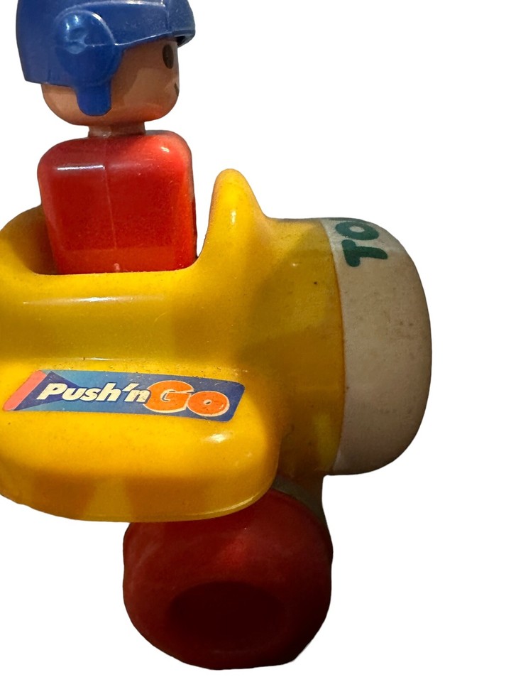 Tomy Push 'N Go Airplane Press Pilot To Go 1995 Yellow Vintage Still In ...