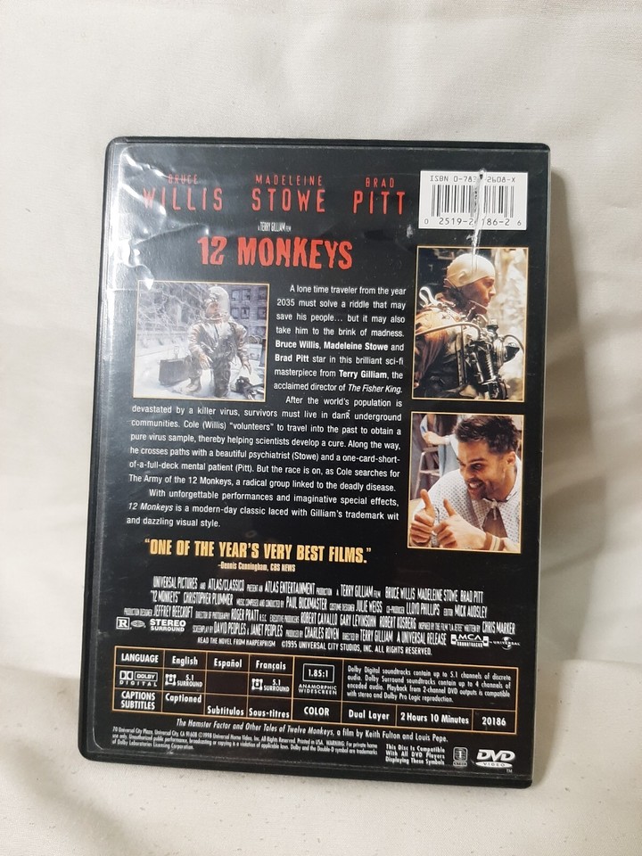 12 Monkeys (DVD, 1998, Collectors Edition - Dolby Digital 5.1 ...