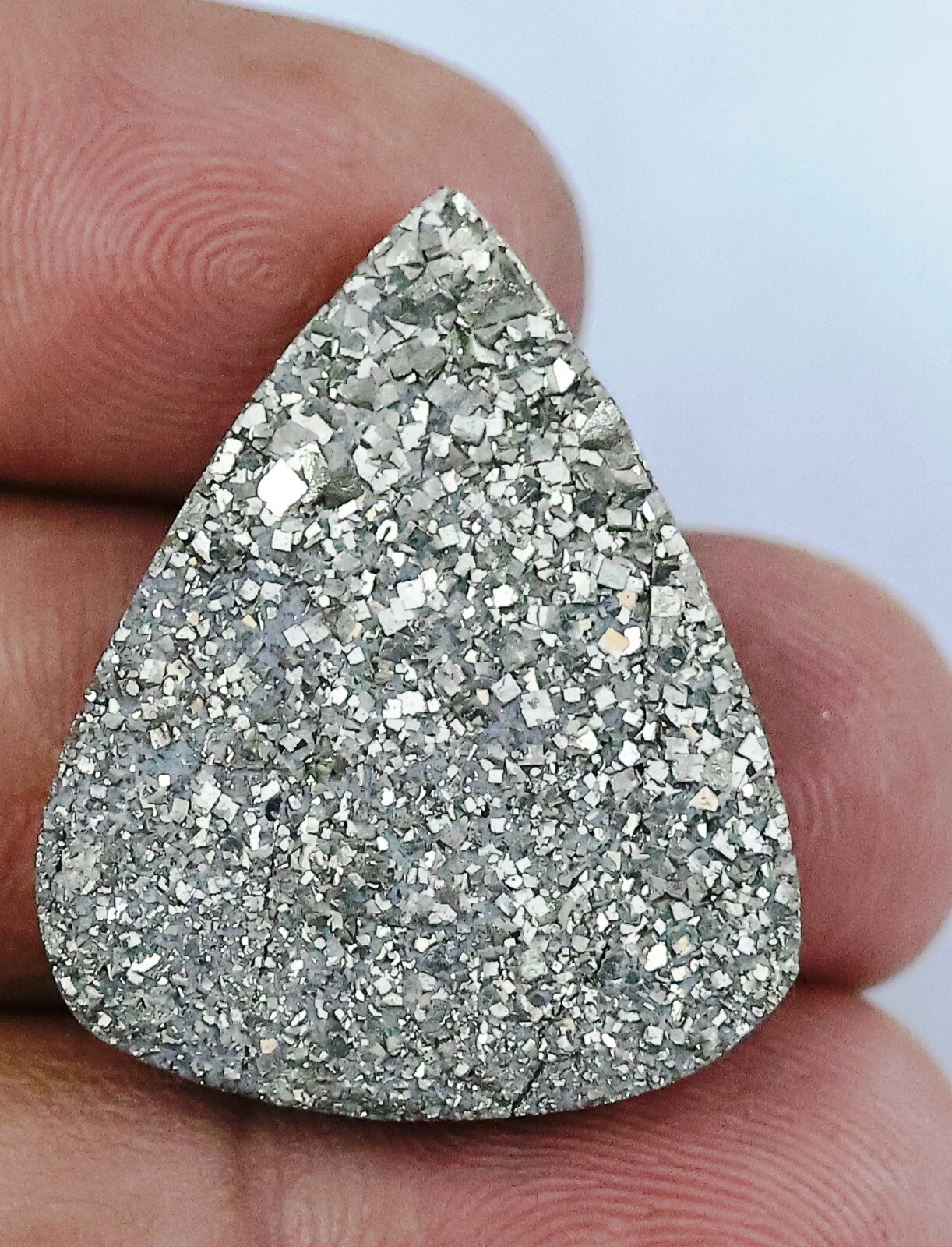 57 CT NATURAL DRUZY STAR PYRITE HADEED PEAR CABOCHON PENDANT GEMSTONE ...