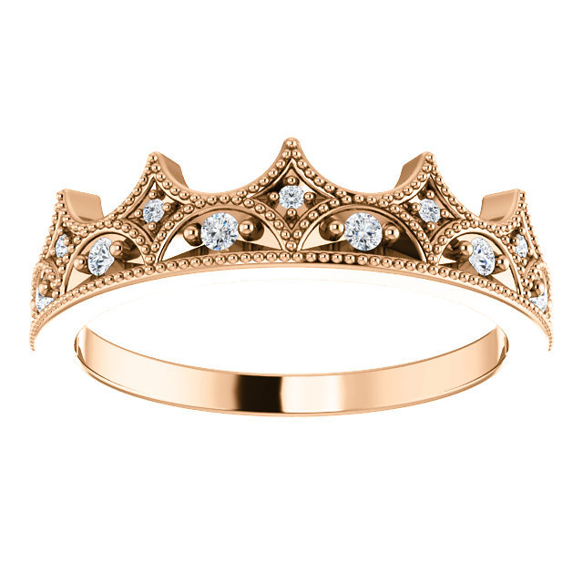 14k Rose Gold Crown Ring 1/8 CTW Diamond Size 7 Free Shipping New ...