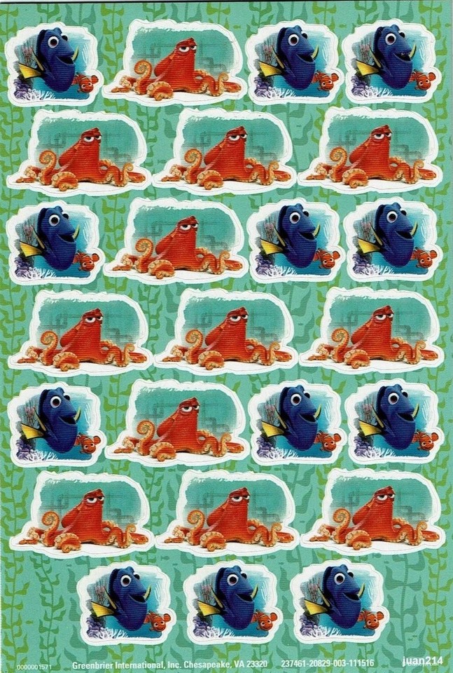 Disney Pixar Finding Dory 96 Count Stickers Blue ST2590DI Scrapbook ...