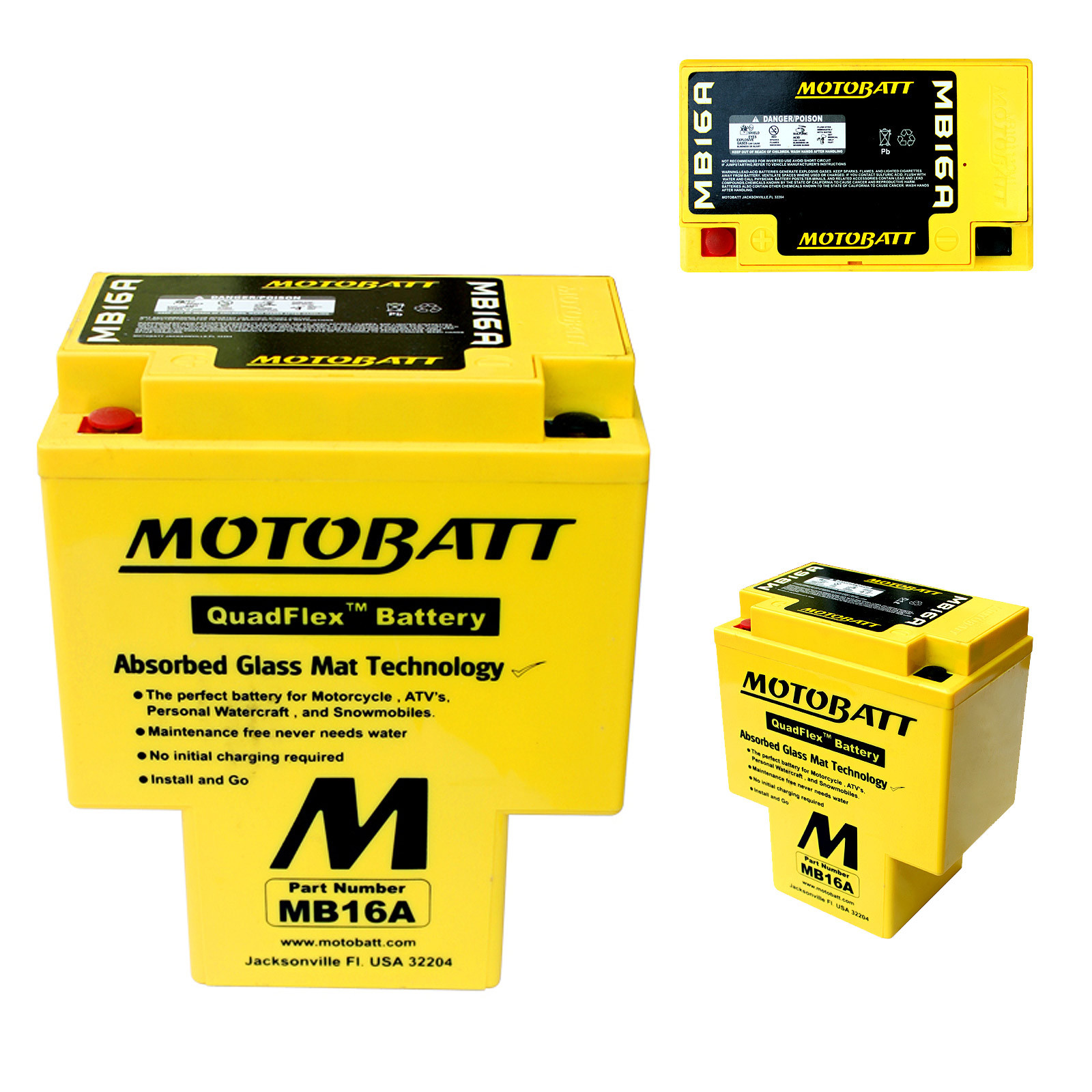 MotoBatt MB16A Premium Replacement Powersports Motorcycle Quadflex ...