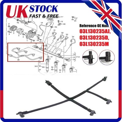 03L130235AJ- Fuel Injector Leak-off Return Pipe For VW Transporter T5 ...