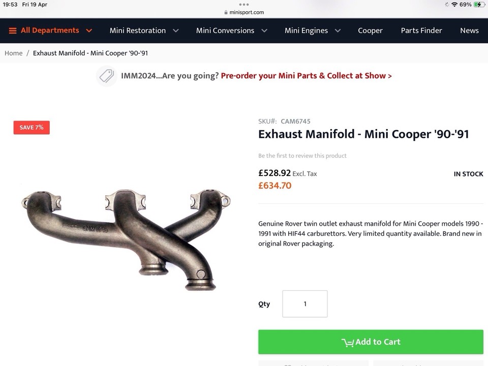 Classic Mini Exhaust Manifold | eBay UK