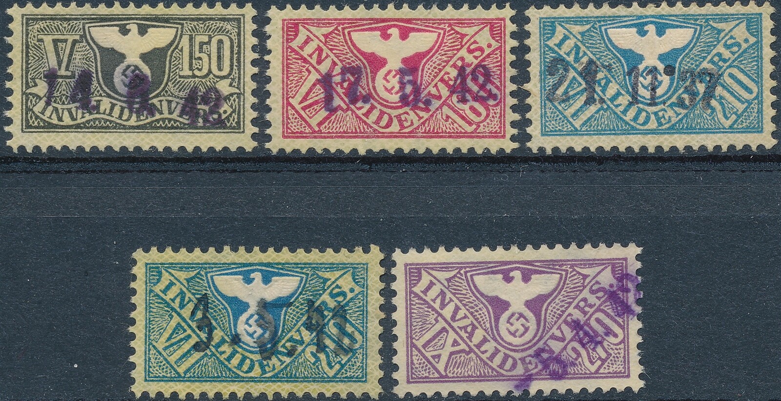 Authentic Lot Stamp Germany Revenue 1942 WWII Third Reich Vacation U 2 ...