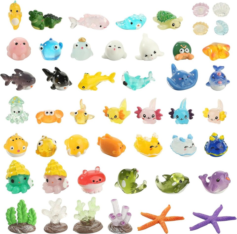 48pcs Mini Ocean Resin Animals Tiny Sea Animals Figurines Marine ...