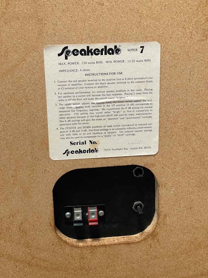 Vintage Speakerlab Super 7 Speakers | eBay