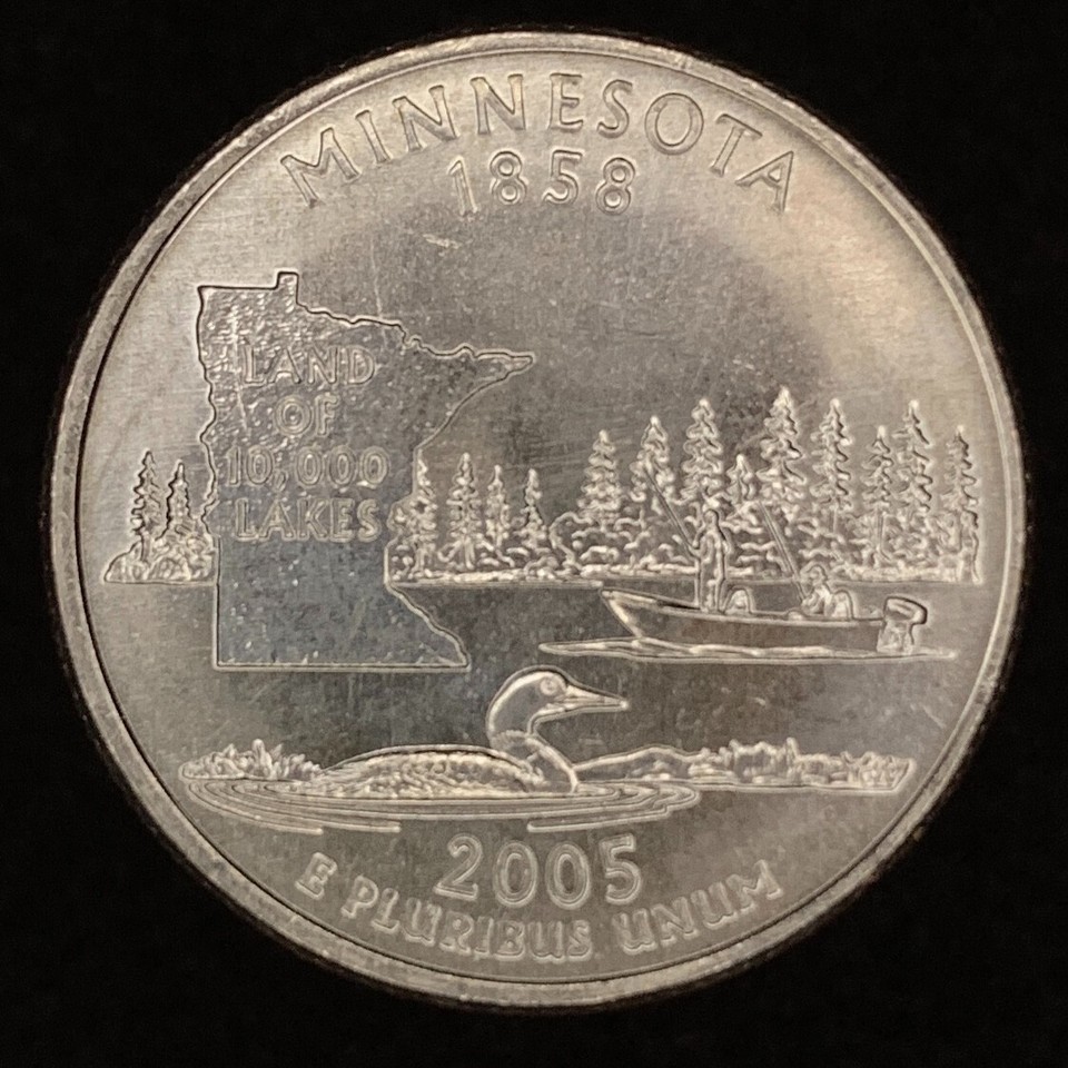 Q42 2005 P MINNESOTA STATE QUARTER US MINT ERROR DIE CRACK IN STATE ON ...