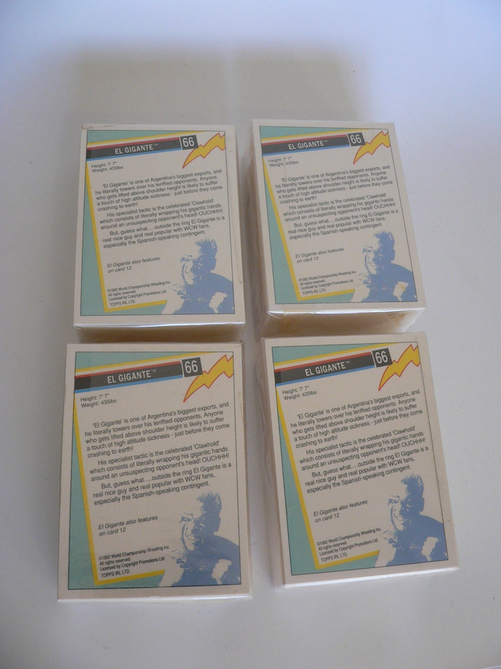 4 x full complete 66 Trading Card sets - WCW Topps Ireland UK 1992 (WWF ...
