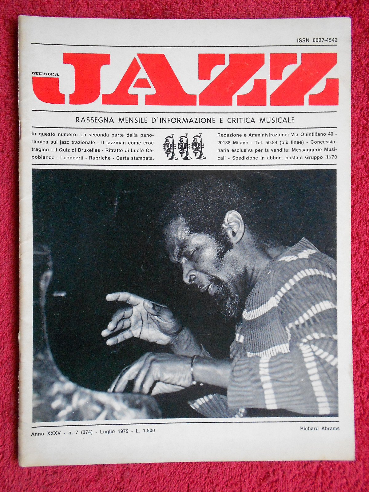 Rivista MUSICA JAZZ 7/1979 Richard Abrams Kenny Davern Art Blakey No cd ...