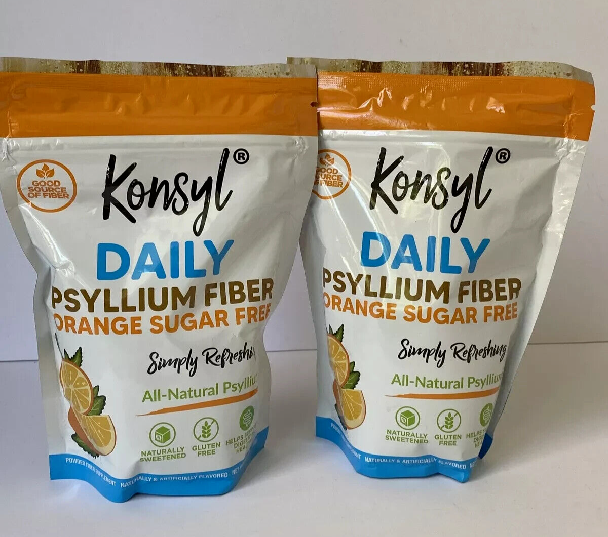 Konsyl Daily Psyllium Fiber Orange Sugar Free Powder Supplement 11.4oz ...