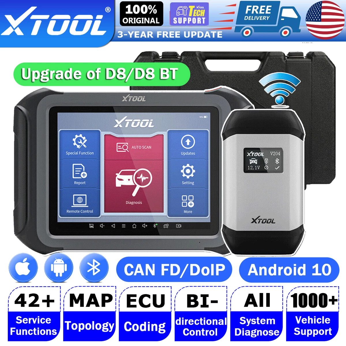 XTOOL D9 Automotive Scan Tool Topology Map Bi-Directional, 57% OFF