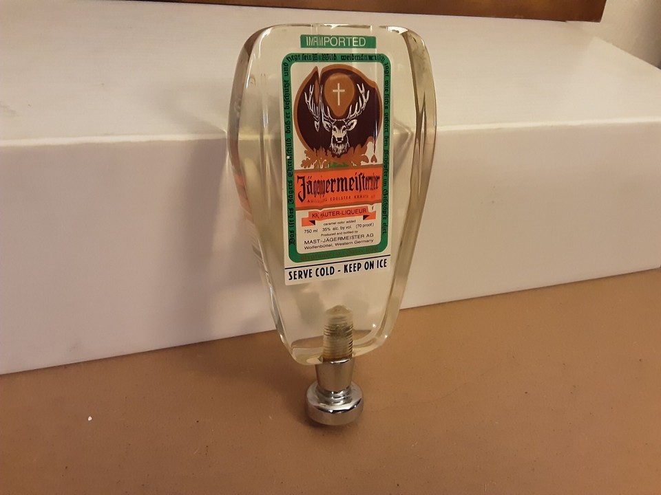 Vintage Jagermeister Logo Thick Lucite Acrylic 6" Tall Tap Handle Fits ...